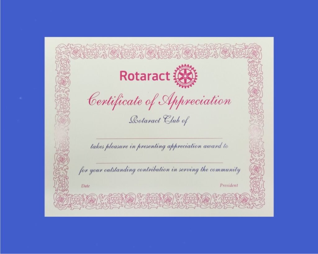 Rotaract Certificate of Appreciation (Set of 10) – Mohan Plastic Industries